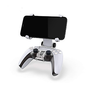 ECHZOVE PS5 Controller Phone Clip, PS5 Controller Mobile Phone Mount Adjustable Phone Holder Clamp for PS5 Controllers - White
