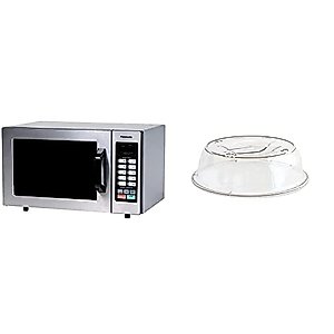 Panasonic Countertop Commercial Microwave Oven with 10 Programmable Memory and Touch Screen Control, 1000W of Cooking Power - NE-1054F - 0.8 Cu. Ft (Stainless Steel) & Nordic Ware Deluxe Plate Cover