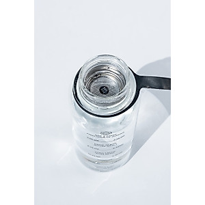 Love Yourself Wellness 40oz.Glass Water Bottle with Sleeve Motivation and Teaching times when to Drink Wide Mouth Stainless Steel Filter Attached lid Hydrating Sport Water Bottle Protective Sleeve