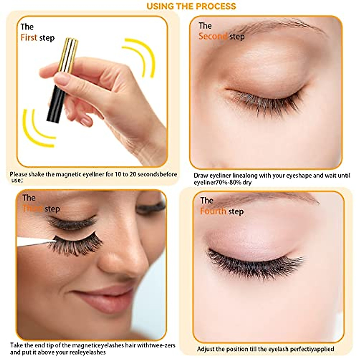 Upgraded 3D 5D Magnetic Eyelashes with Eyeliner Kit, 10 Pairs Natural Look 5 Magnets Eyelashes with Tweezer,Waterproof Liquid Eye Liner,Softer Reusable False Lashes Ultra Strong Hold and No Glue