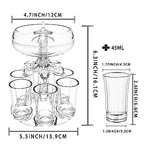 Shot Dispenser Party Drink Dispenser with 6 Shot Glasses Set - Acrylic Touchless Liquor Dispenser and Holder Shot Pourer for Beverage | Cider | Cocktail - Fun Bar Accessories Home Gifts (V2S LED)