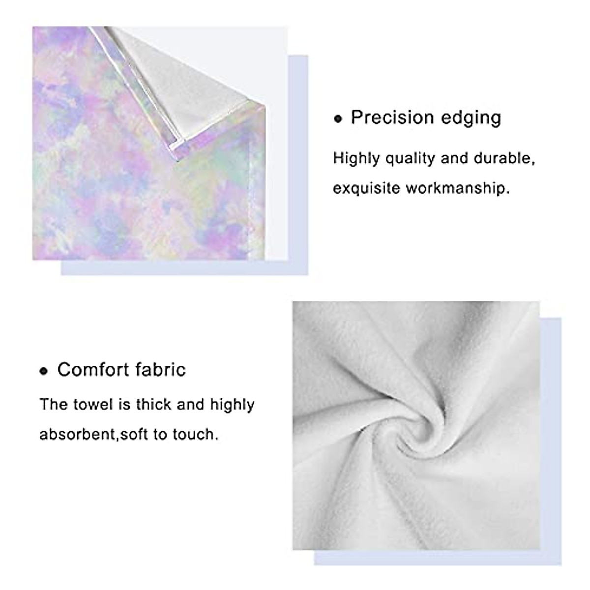 ALAZA Swirl Rainbow Tie-Dye Pastel Blot Print Towel Bathroom Sets 3 Piece Bath Towel Sets1 Bath Towel 1 Hand Towel 1 Washcloth Soft Luxury Absorbent Decorative Towels for Beach Gym Spa