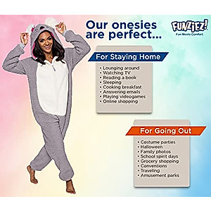 Funziez! Slim Fit Sherpa Adult Onesie - Animal Halloween Costume - Plush One Piece Cosplay Suit for Women and Men Koala