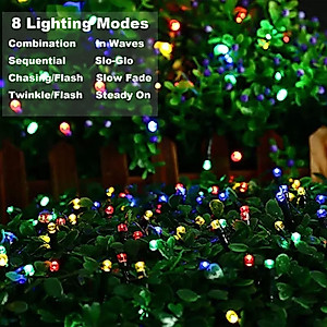 VTECHOLOGY 500LED Solar Christmas Lights, 170Ft Christmas Tree Lights with 8 Lighting Modes Waterproof Outdoor Lights for Patio Party (Multicolor)