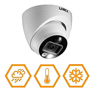 Lorex C861XC-E 4K Ultra HD Active Deterrence Dome Analog Security Camera, 135ft Night Vision, Color Night Vision, Motion-Activated LED Warning Light, IP67,Camera Only, White (Renewed)