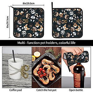 Bamowey Dogs Pot Holders Set of 2,Oven Hot Pads for Kitchen Heat Resistant Washable Potholder for Kitchen Baking