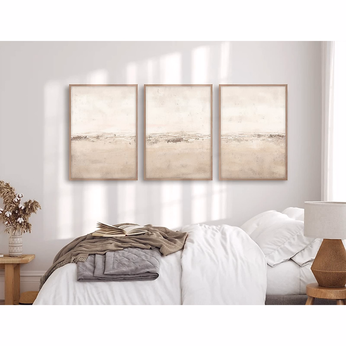 Baccone Beige Abstract Wall Art Set of 3 Neutral Canvas Wall Art Prints Boho Abstract Picture Modern Abstract Art Wall Decor Minimalist Artwork for Living Room Beroom Decor 16x24 Inch UNFRAMED