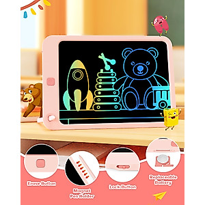 bravokids LCD Writing Tablet 10 Inch, Toys for 3-10 Year old Girl Boy, Colorful Doodle Board Drawing Pad for Kids, Learning Educational Birthday Gift for Toddler Age 3 4 5 6 7 8 9 10 Year Old (Pink)