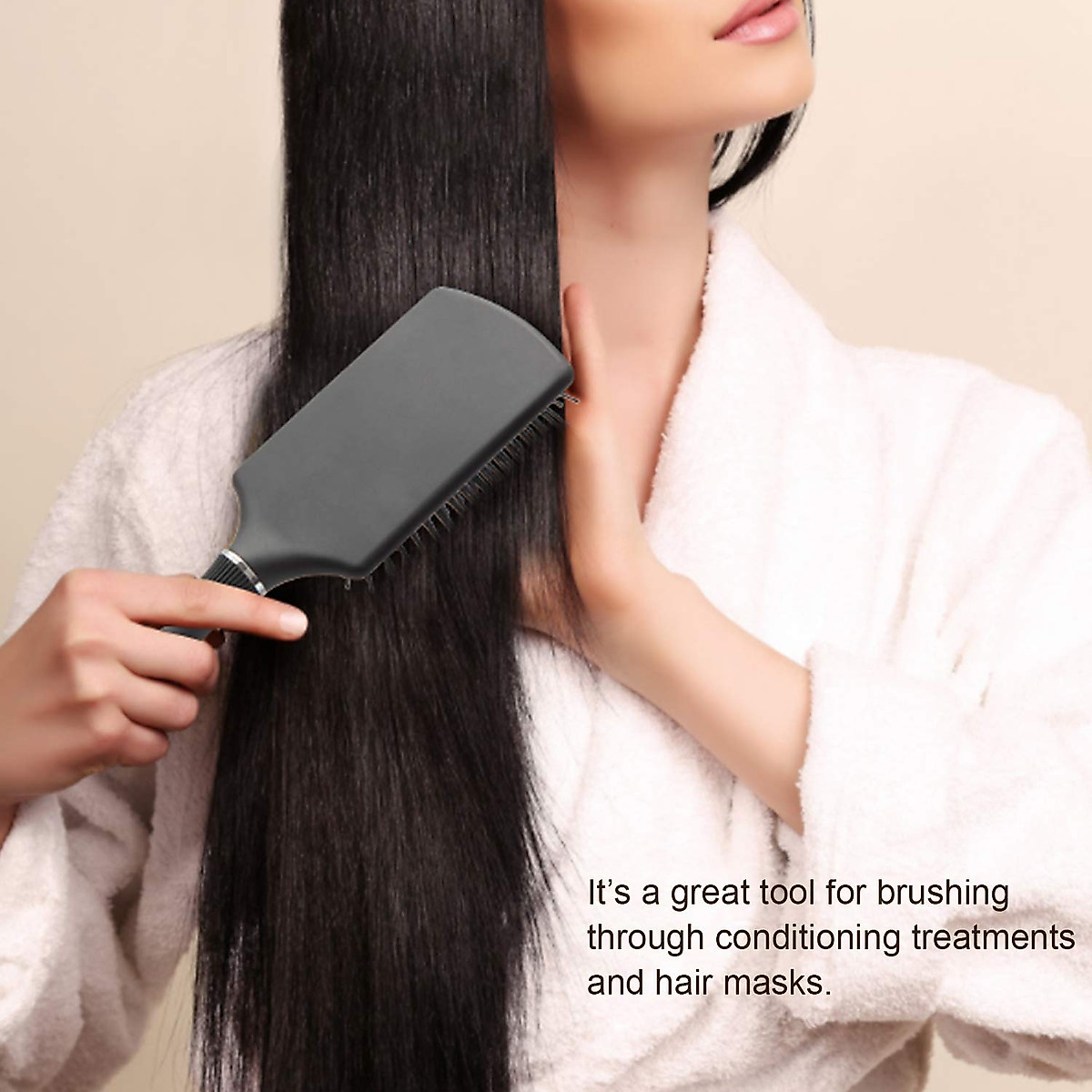 FIXBODY Paddle Brush with A Large Cushion, Smoothing Detangling Brush for Long Thick Hair, Both Wet & Dry - Black Mate