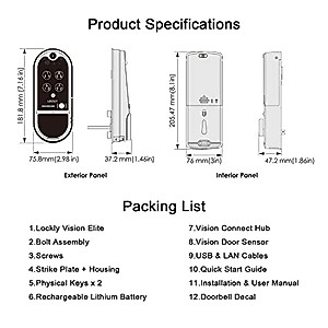Lockly Vision Elite - WiFi Video Smart Lock with Night Vision Camera, Motion Sensor, Biometric Fingerprint, Voice Control, App Remote Control, Doorbell, Solar Panel, Digital Keypad, Matte Black