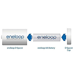 Panasonic BQ-BS1E4SA eneloop D Size-Battery Use With eneloop Ni-MH-Rechargeable AA-Battery Cells-Adapters , 4 Pack