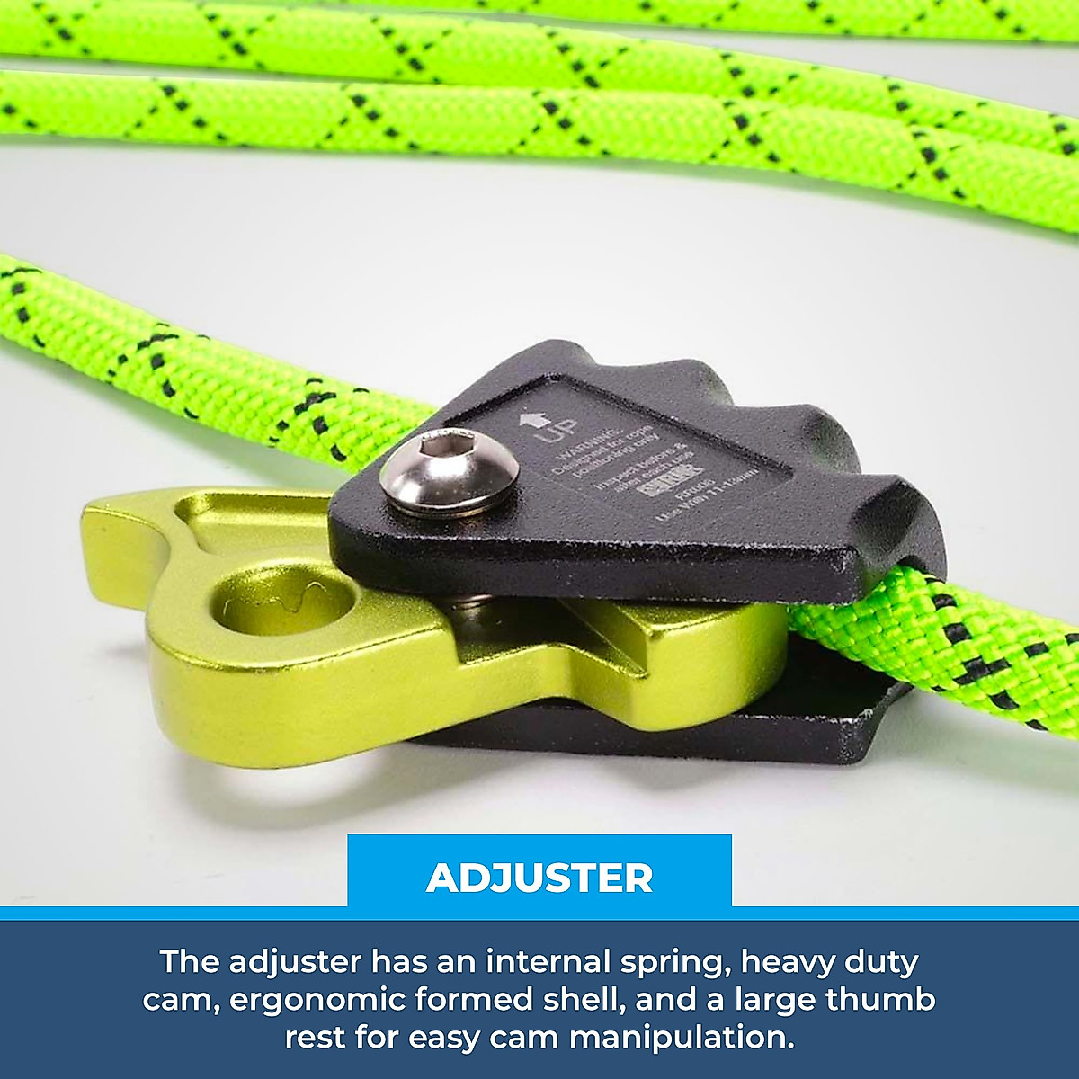 RNA X-Flight Adjustable Lanyard with Snap Hook - Neon Yellow, 12-Foot Heavy-Duty Positioning System, Made in USA, Arborist and Work-at-Height Gear