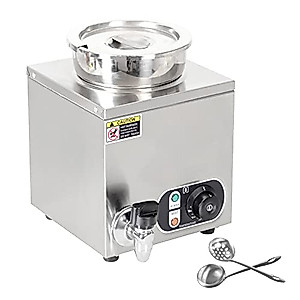 Commercial Countertop Food Warmer,1000W Electric Food Warmer,14L Stainless Steel Countertop Soup Pot,Professional Soup Warmer Heat Preservation Machine for Chocolate, Cheese, Pearls, Sago,30-85℃