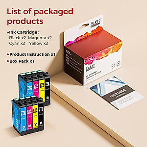 T220 220XL Ink High Capacity Black & Color Cartridge ejet Remanufactured Replacement for Epson 220XL Ink Cartridges 220XL for WF-2760 WF-2750 WF-2650 XP-320 XP-420(2 Black, 2 Cyan, 2 Magenta, 2Yellow)