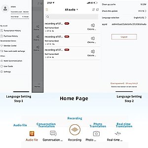 Voice to Text Recorder, DOSMONO 32G Voice Recorder with Transcription, High-Definition Recording, Dialogue Translation Photo Translation on APP for Lectures, Meetings