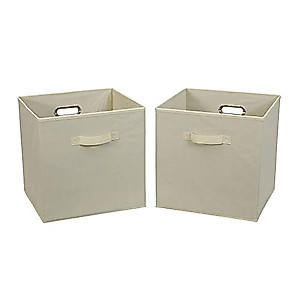 Household Essentials, Natural 2 Pack Open Storage Bins with Dual Handles, 13 x 12 x 13