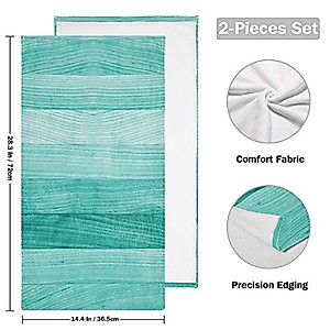 ATTX 2 Piece Turquoise Wood Print Soft Hand Towels for Bath Decorative Guest Towels Fingertip Towels for Bathroom Spa Gym,14.4 x 28.3 inch
