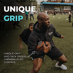 PlayCoach Youth Football in Junior & Peewee Sizes with 10 Basic Passing Routes for Kids 6 to 12 - Endorsed by Drew Brees, Beach Football, Kids Football, Leather Peewee Size Football