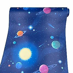 Yifasy Shelf Liner Universe Galaxy Self-Adhesive Drawer Paper Cartoon Wall Decor Kids Room Study Desk 118x17.7 Inch