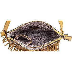 B BRENTANO Vegan Fringed Crossbody Bag with Studs (Mustard)