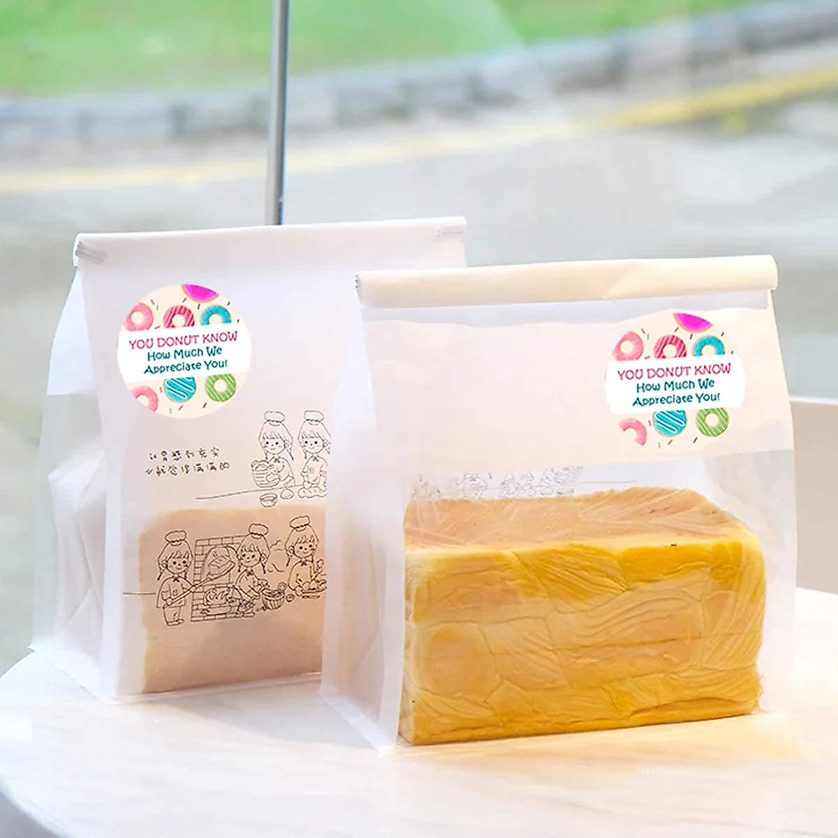 Donut Know How Much We Appreciate You Stickers,Donut Appreciation Stickers,1.5 Inch Teacher,Staff,or Employee Appreciation Thank You Sticker,Great for Envelope Seals and Gift Bags