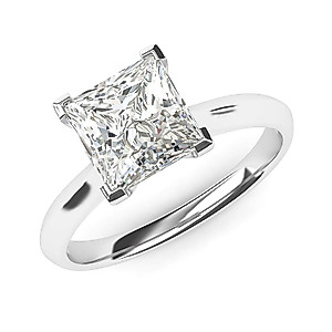 Sterling Silver Square 8mm Simulated Princess Cut Diamond Engagement Ring Knife Edge Promise Bridal Ring (12.5)