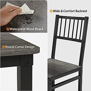 Teraves Dining Table Set for 4/Computer Desk,Kitchen Table with 2 Chairs and a Bench,Table and Chairs Dining Set 4 Picce Set for Dining Room (Black Oak+Black Frame,120CM)