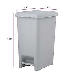 Superio Slim Trash Can with Foot Pedal – 6.5 Gallon Step-On Trash Can, Plastic Garbage Can with Lid, Trash Can for Bathroom, Bedroom, RV, Kitchen, Office, Patio, or Dorm – White Smoke