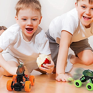 STEAM Life Dinosaur Cars Truck 4 Pack Dinosaur Pull Back Car for Toddlers Dinosaur Toys for Kids 3-5 Dinosaur Monster Truck Toys Dino Toy Set Christmas Birthday Gifts for 3 4 5 6 8 Year Old