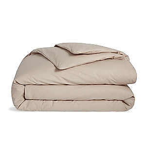 Brooklinen Luxury Sateen Duvet Cover - 100% Cotton, Full/Queen Size in Pebble with Extra-Long Corner Ties and Button Closure| Best Luxury Sheets