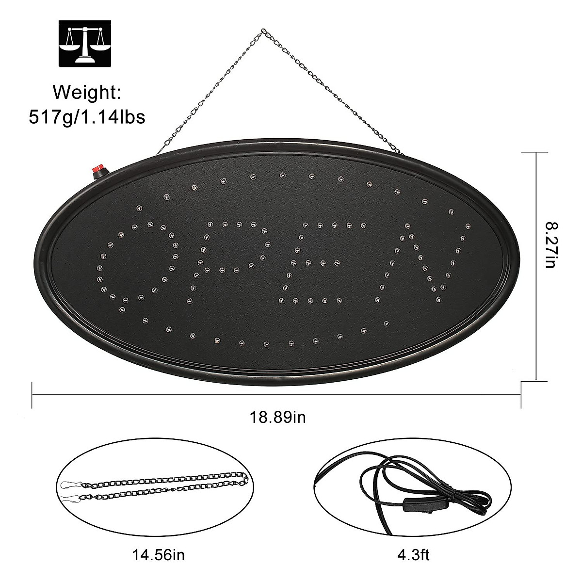 Open LED Sign, Ultra Bright LED Business Open Sign, Advertisement Board High Visibility Electric Display Sign,18.9x8.3inch Two Modes Flashing&Steady Light for Business,Walls,Window,Shop,Bar,Hotel