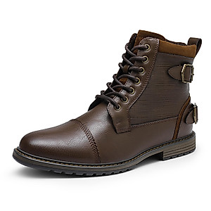 Bruno Marc Men's Motorcycle Boots Oxford Dress Boot,Size 12,Brown,PHILLY_10