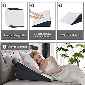 Cosmoluxe 7.5" Bed Wedge Pillow with Cooling Memory Foam Top, Triangle Pillow for Acid Reflux, Heartburn, Snoring, and GERD Relief, Headboard Wedge to Reduce Neck and Back Pain