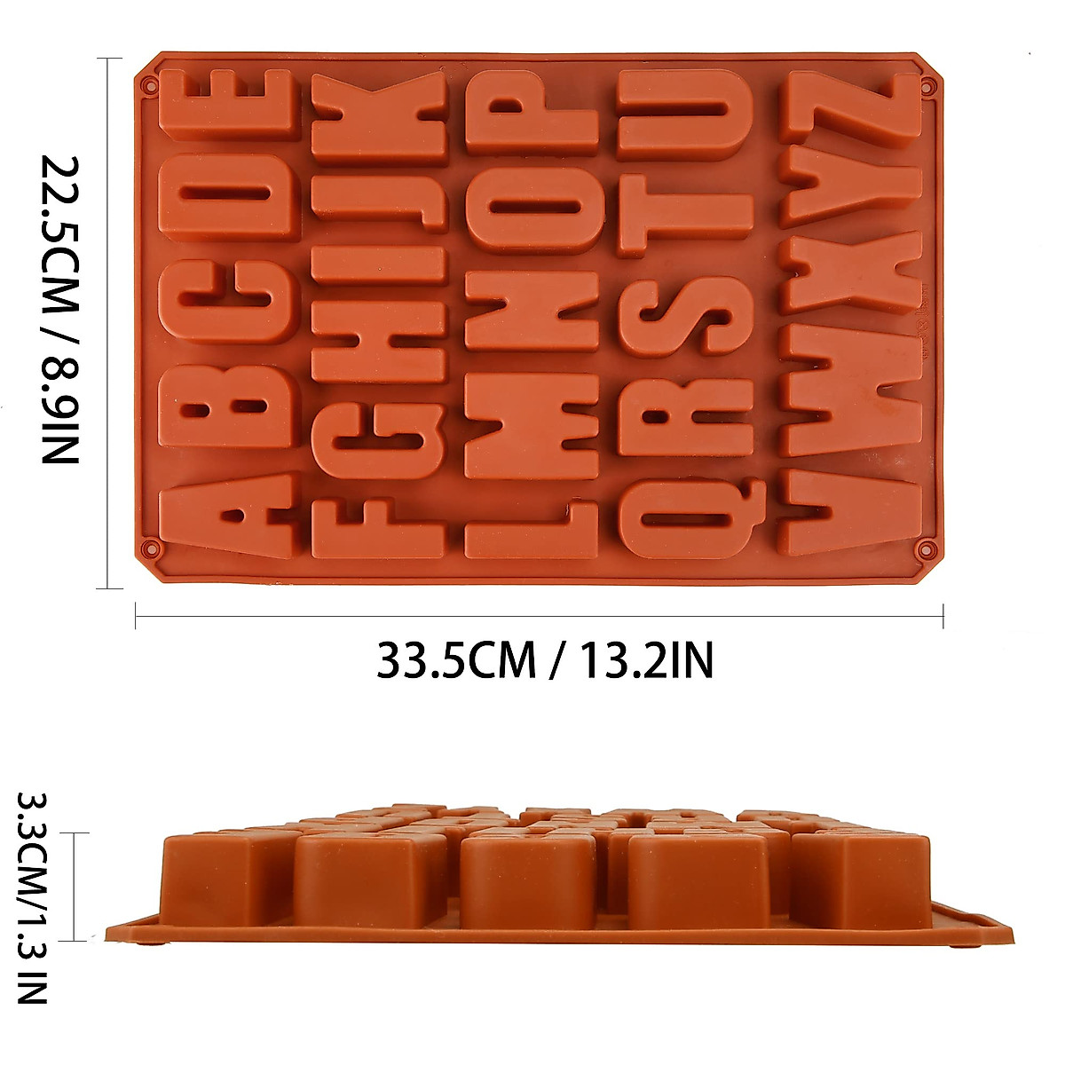 Wocuz 26 Cavities Crayon Letter Silicone Mold Larger Alphabet Baking Silicone Mold 13.2x 8.9x1.3 Inch Abc Kitchen Utensils Cake Pan Candy Making Supplies For Biscuit Ice Cube Chocolate Resin Concrete