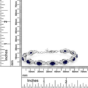 Gem Stone King 925 Sterling Silver Blue Sapphire Tennis Bracelet For Women (9.71 Cttw, Gemstone Birthstone, 7 Inch with 1 Inch Extender)