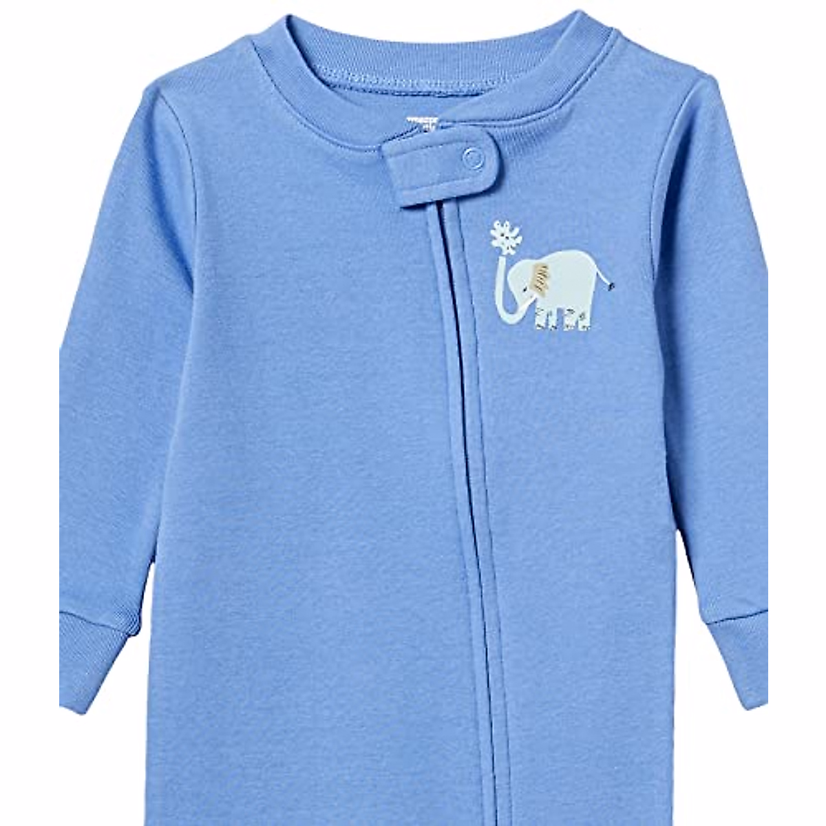 Amazon Essentials Baby Boys' Snug-Fit Cotton Footed Sleeper Pajamas, Pack of 3, Elephants, 12 Months