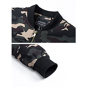 CRYSULLY Mens Jacket Midweight Bomber Sportswear Softshell Jacket Army Green Camo