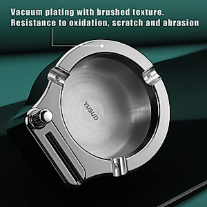 YUSUD Large Cigarette Ashtray with Permanent Match Lighter, Flint Fire Starter Ashtray, Fancy Metal Ash Tray Set for Weed, Cool Ashtrays for Cigars Outdoor Indoor Decor in Home Office