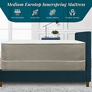 Greaton 14" Firm Hybrid Mattress with Box Spring, Stable and Comfortable Double Sided Bed Mattresses, Provide Equal Level Body Support and Correct Posture, Fully Assembled Bedding, White, Full XL