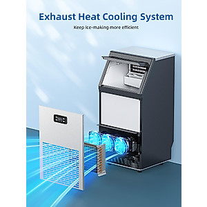 Antarctic Star Commercial Ice Maker - 100lbs/24H Under Counter Ice Maker Machine with 2 Way Water Inlet, 33lbs Storage, Stainless Steel, Under Counter Ice Machine for Home/Bar/Restaurant