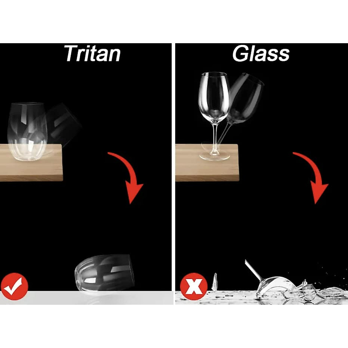 Papyon Unbreakable Plastic Wine Cups 16 oz, Clear Wine Glasses for Wedding, Parties, Events, Catering, BPA-Free, Reusable Shatterproof Stemless Wine Cups, Cocktail Glass (24-Pack, 16 oz)