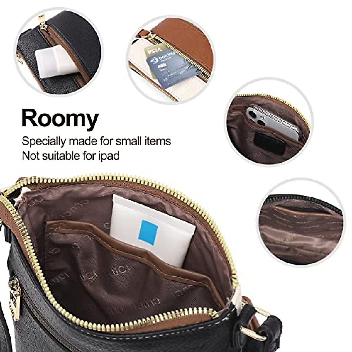 CLUCI Small Crossbody Purses for Women, Mini Size Designer Bags Zipper Pockets, Vegan Leather Over the Shoulder Purse