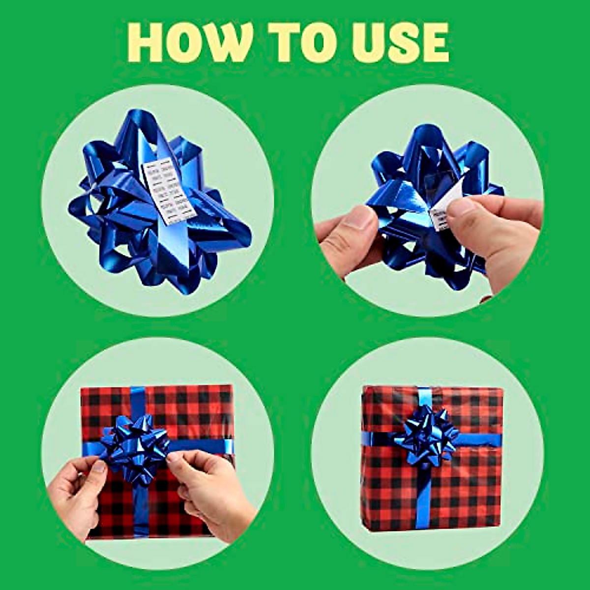 JOYIN 42 PCS Christmas Gifts Bows Assortment, Self Adhesive Gift Bows for Gift Wrapping, Present, Holiday, Wedding, Party Decoration