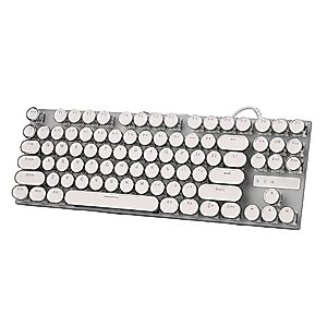 Mechanical Gaming Keyboard 87 Keys Blue Switches Mechanical Keyboard Waterproof for PC (White Electroplating Punk)