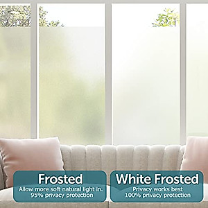 HIDBEA Frosted Window Privacy Film - Non Adhesive Static Cling glass Stickers Sun UV Blocking Heat Control Door Covering Decals for Home Office, 35.4 x 393.7 Inch