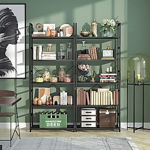 NUMENN 5 Tier Bookshelf, Tall Bookcase Shelf Storage Organizer, Modern Book Shelf for Bedroom, Living Room and Home Office, Black