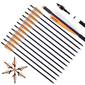LWANO Crossbow Bolts 20 22 inch Crossbow Arrows for Hunting with 6Pcs 3 Blades Broadbeads