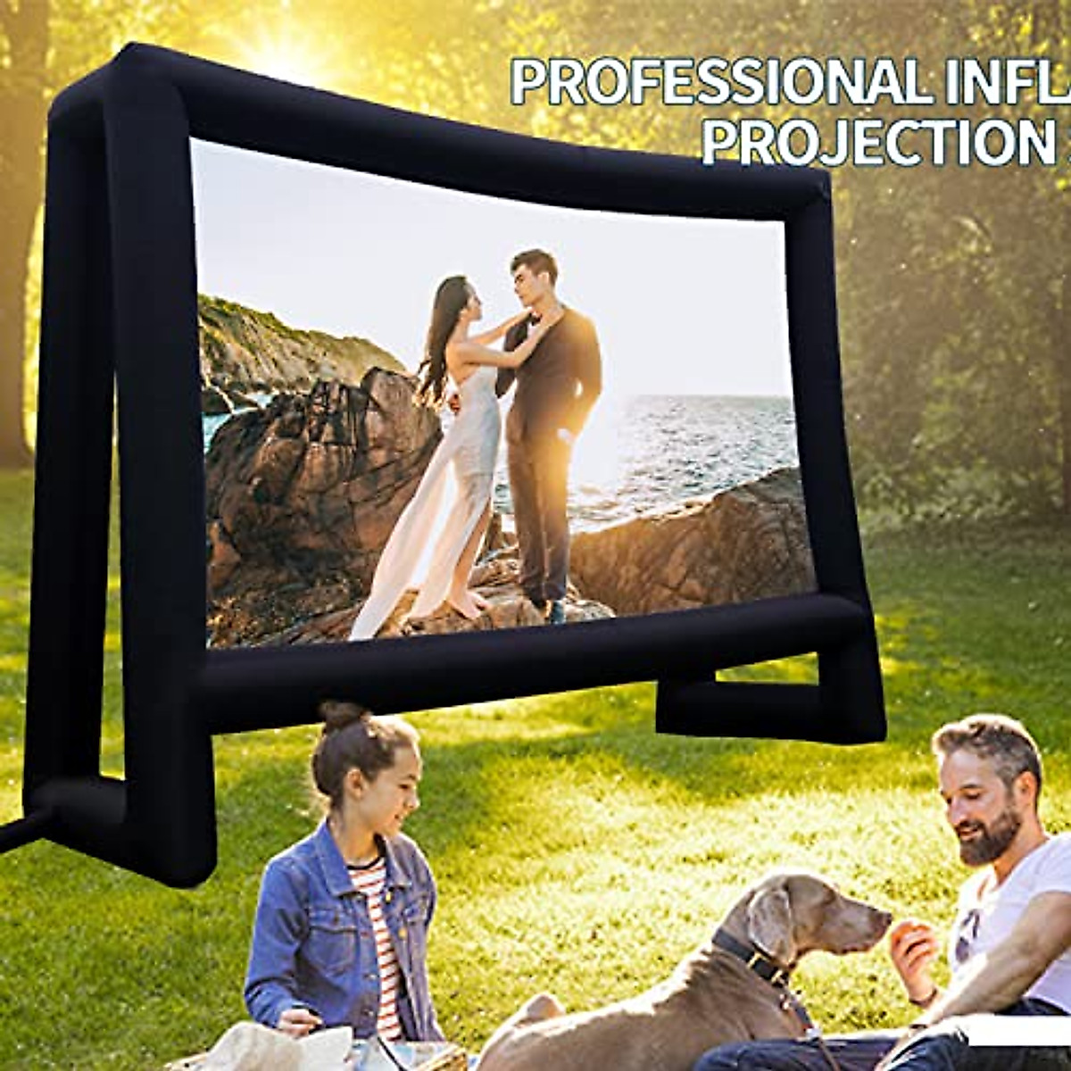 26 ft Inflatable Movie Screen Outdoor Incl Blower - Front and Rear Projection - Portable Blow Up Projector Screen for School, Churches, Grand Parties, Backyard Pool Fun