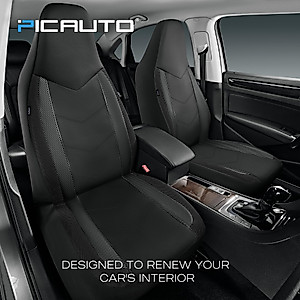 PIC AUTO High Back Front Car Seat Covers - Sports Carbon Fiber Mesh Design, Universal Fit, Airbag Compatible (Black)