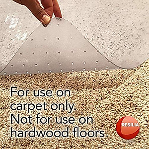 Resilia Office Desk Chair Mat - for Low Pile Carpet (with Grippers) Clear, 30 Inches x 48 Inches, Made in The USA